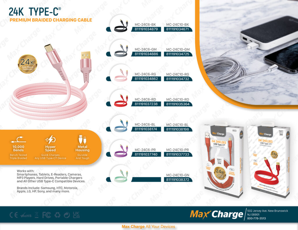 10′, Type-C Charging Cable – Big City Trading